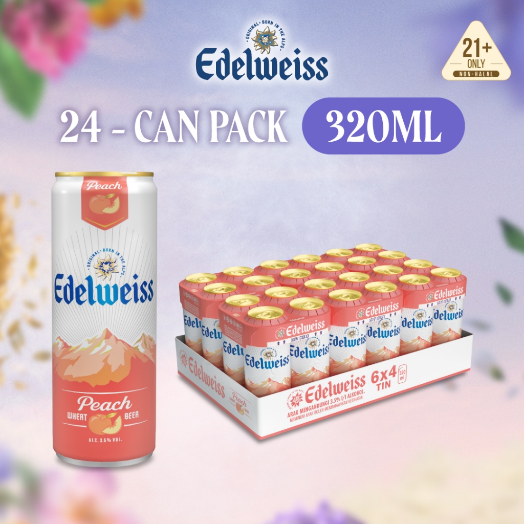 Edelweiss Peach Wheat Beer Can 3.5% Alcohol (24 x 320ml) | Shopee Malaysia