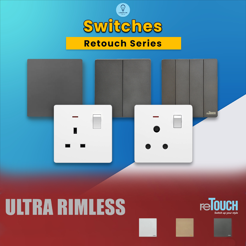 ReTouch Ultra Rimless Socket & Wall Switch Ultra Slim Switch Design 13A ...