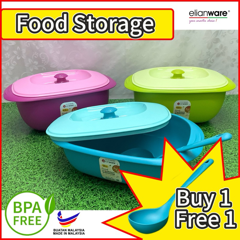 Food Storage (3L / 4.2L) FREE LADLE/ Food Container/ Party Serving Tray ...