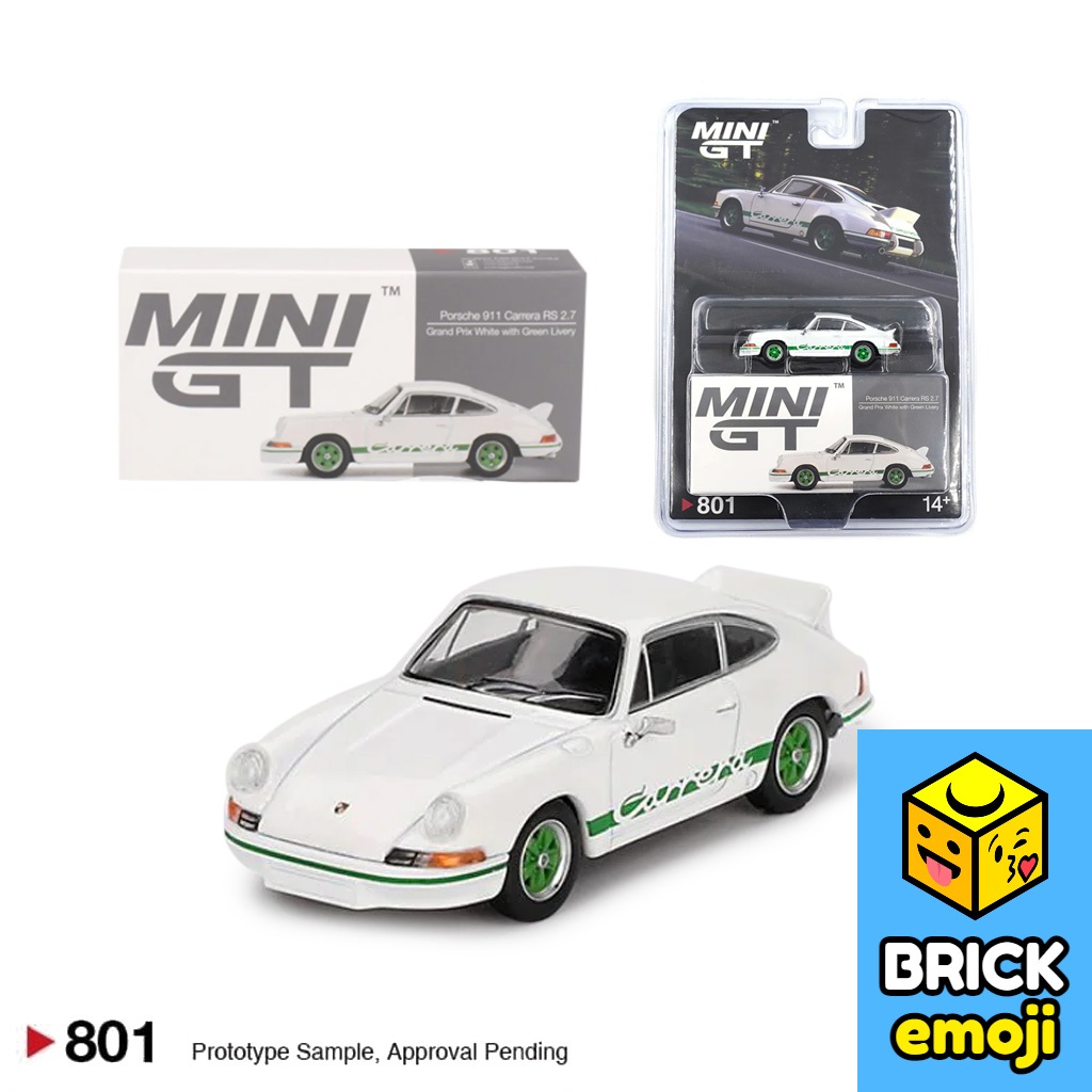 Mini GT 801 Porsche 911 Carrera RS 2.7 Grand Prix White with Green ...