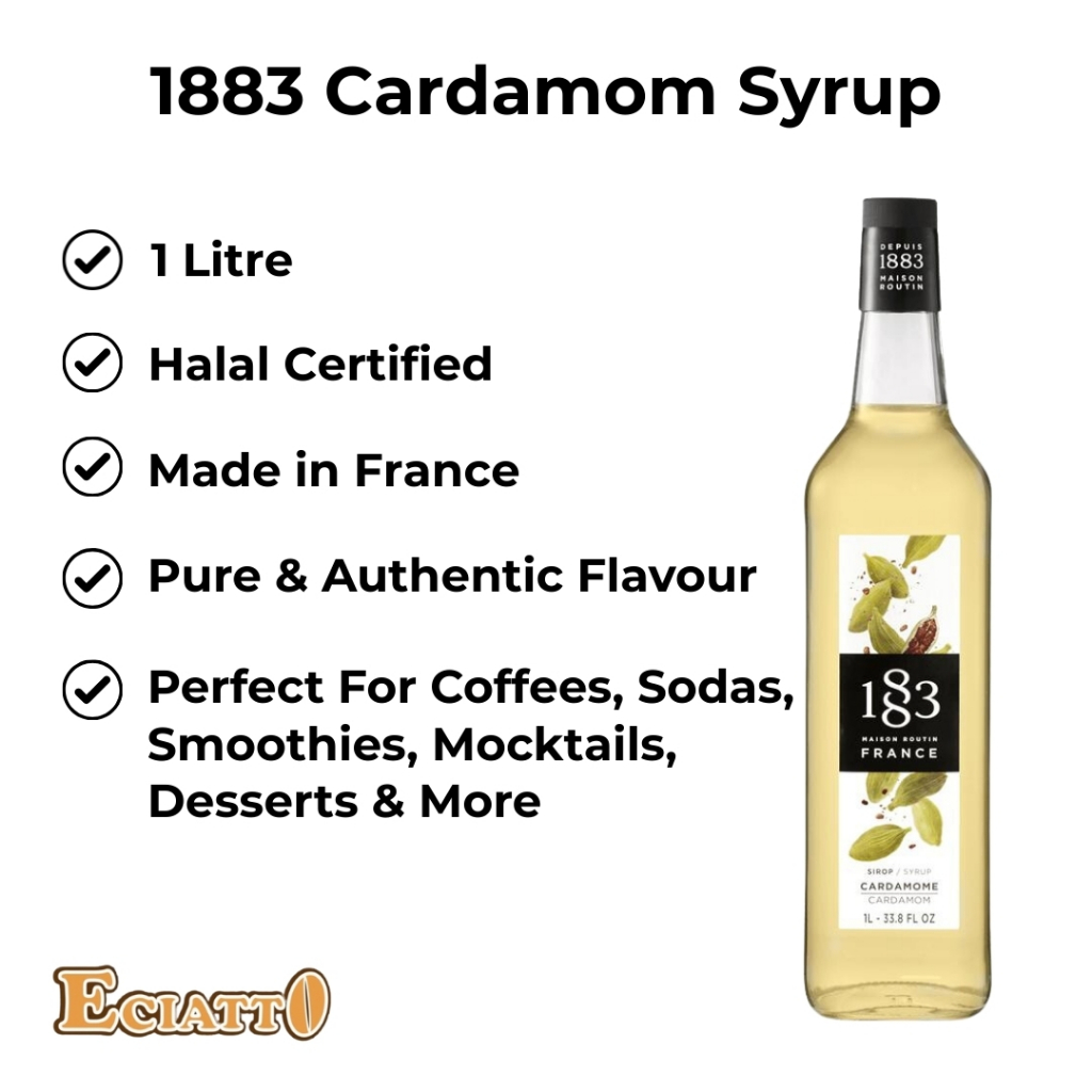 1883 MAISON ROUTIN Cardamom Syrup 1L Halal Premium Original Monin Syrup ...