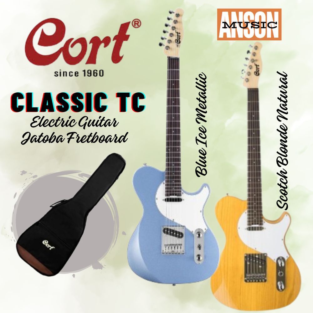 Cort Classic TC Electric Guitar Jatoba Fretboard with Gig Bag - Blue ...