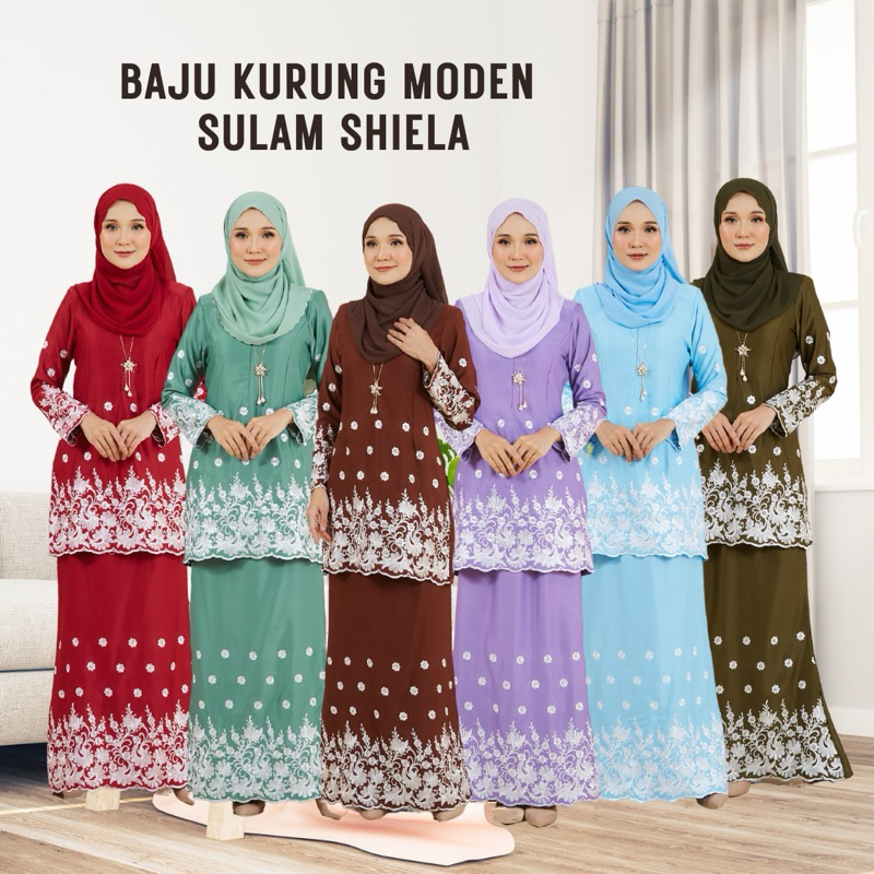 BAJU RAYA 2025 VIRAL KURUNG MODEN SULAM RICH BROWN PEREMPUAN PLUS SIZE ...