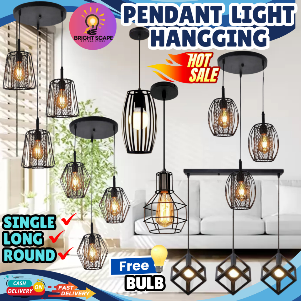 🔥NEW & HOT🔥Pendant Light Hangging Ceiling Light Vintage Retro Lampu ...