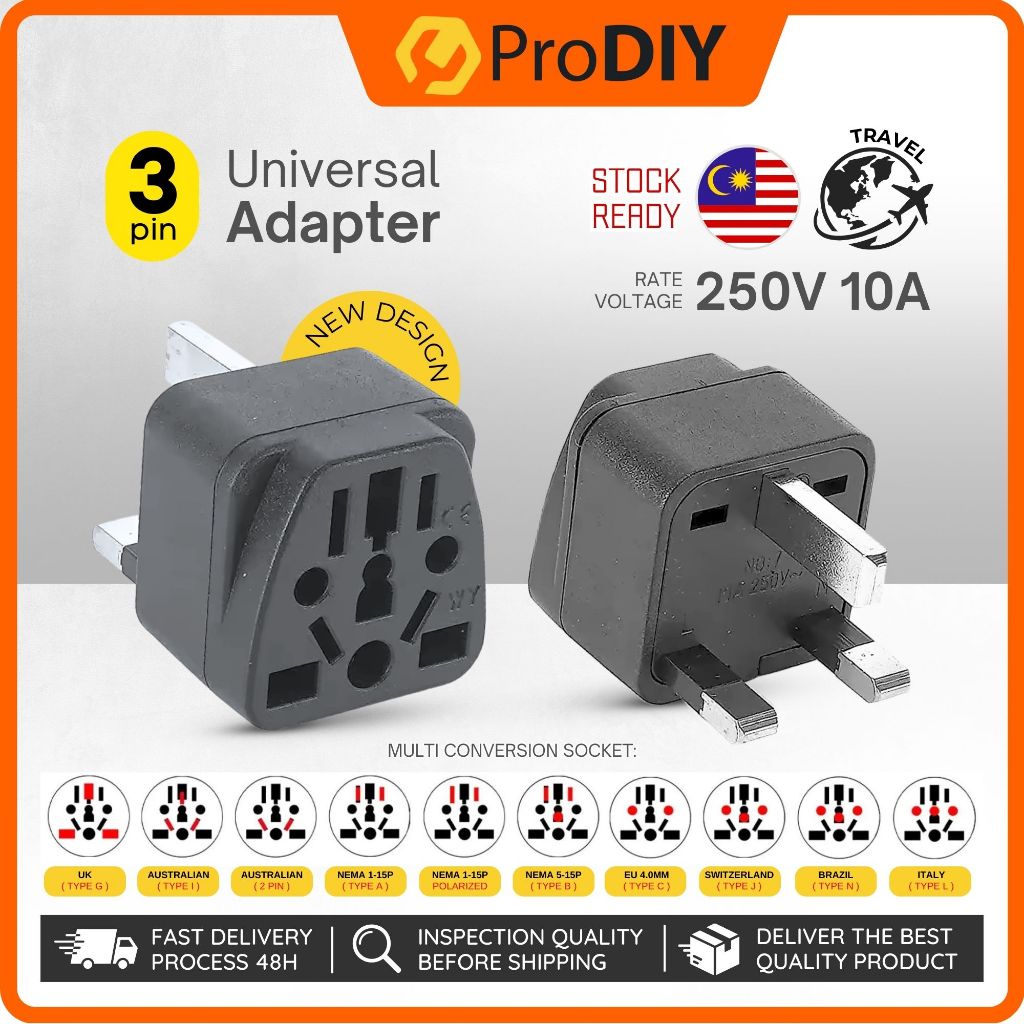 3 Pin Universal Travel Adapter Plug 3 Pin Socket Universal Adapter US ...