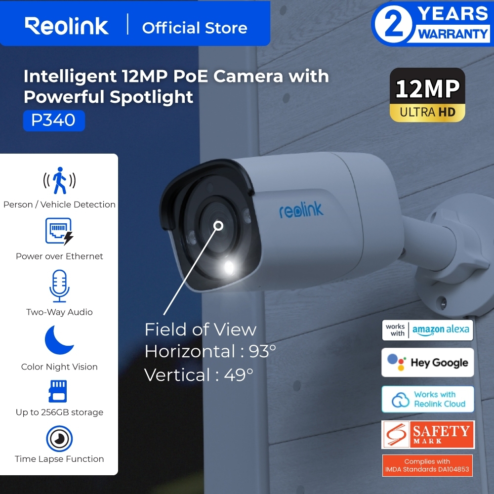 Reolink P340 | P344 | P347: Time Lapse PoE Smart 12MP, Ultra HD Outdoor ...