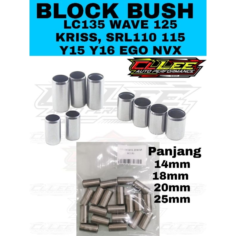 LC135 Y15ZR WAVE125 KRISS 110 SRL 110 115Racing Block Bush 18mm 20mm 25mm Dowel Pin Per Pcs ...