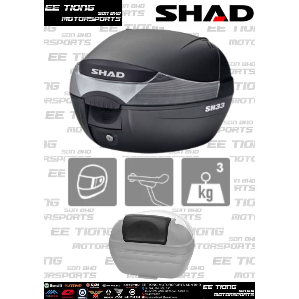 SHAD TOP BOX WITH BACKREST SH33 (BLACK) *D0B33200R OFFER PROMOSI CLEAR ...