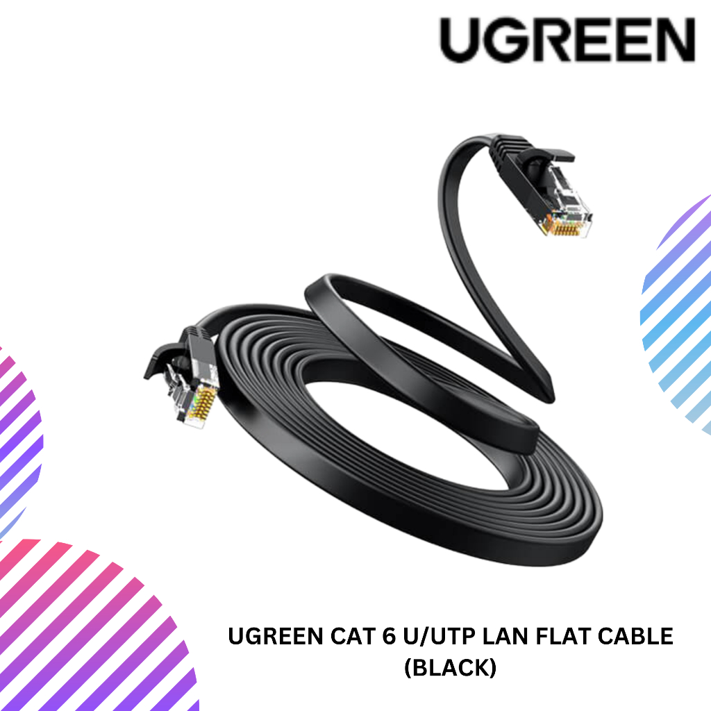 UGREEN CAT 6 U/UTP LAN FLAT CABLE (BLACK) | Shopee Malaysia