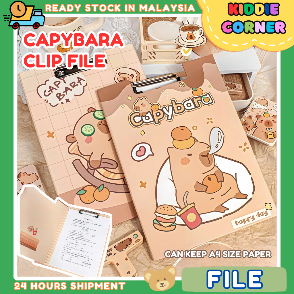 Capybara hard flip clip A4 paper file kids student board gift set ...