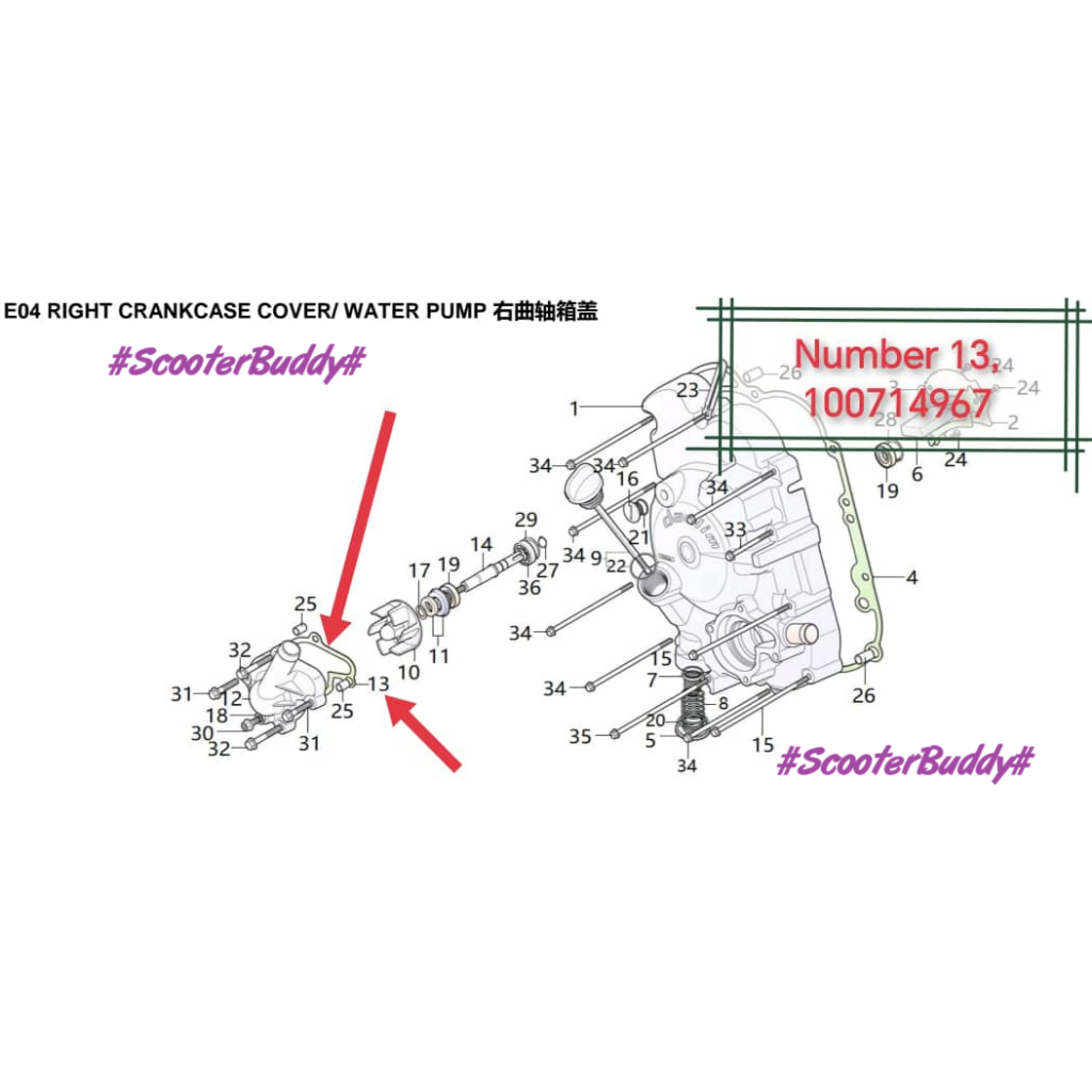 ORIGINAL WMoto GASKET, WATER PUMP COVER (100714967) RT3 / RT3s / RT3s ...