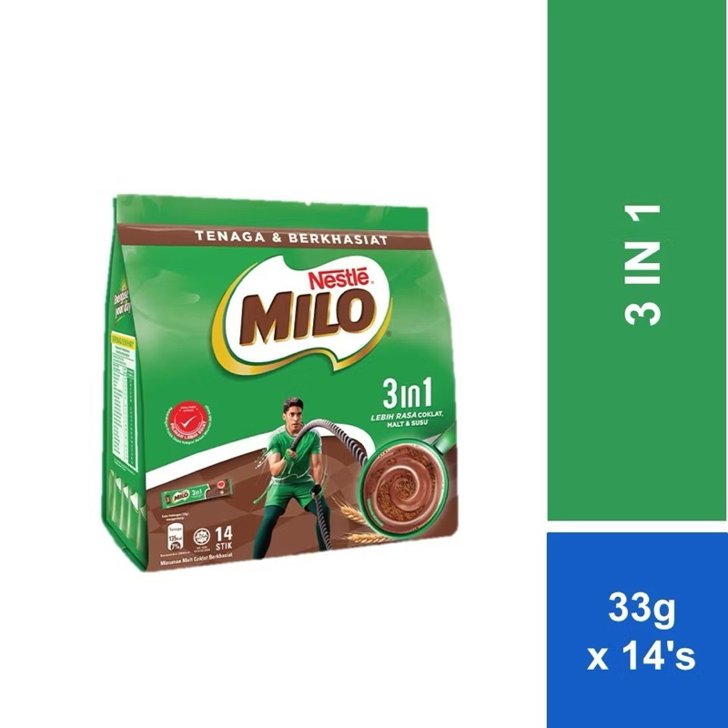 MILO 3IN1 ACTIV-GO CHOCOLATE MALT POWDER (33g x 14's) | Shopee Malaysia