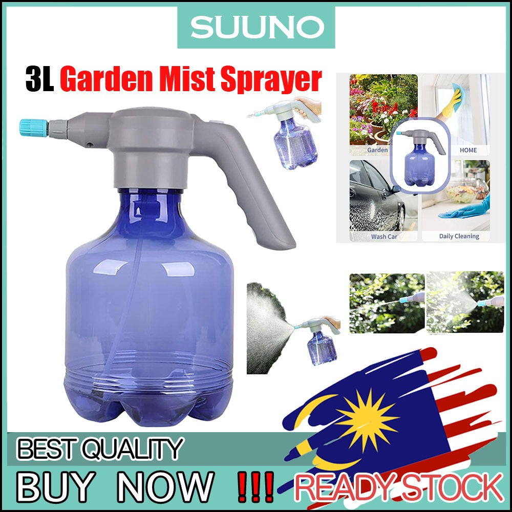 3L Electric Garden Mist Sprayer High Pressure Spray Bottle Adjustable ...