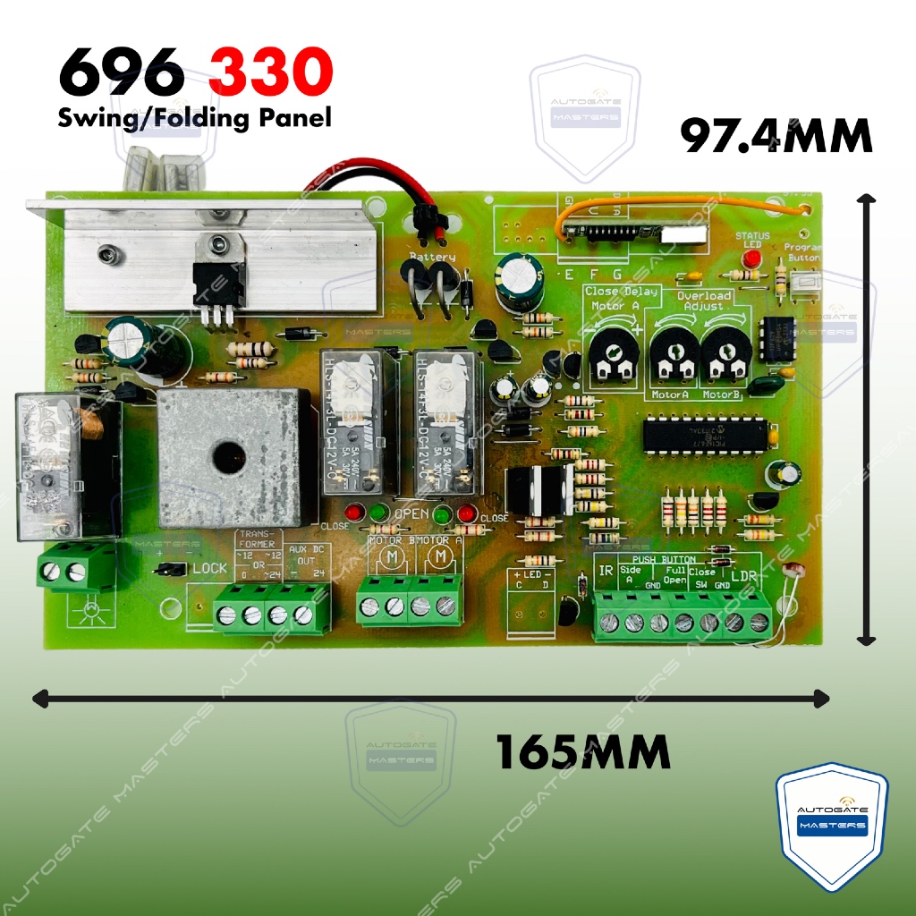 696 330/433MHZ SWING / FOLDING CONTROL BOARD PANEL ( BUILT-IN RECEIVER ...