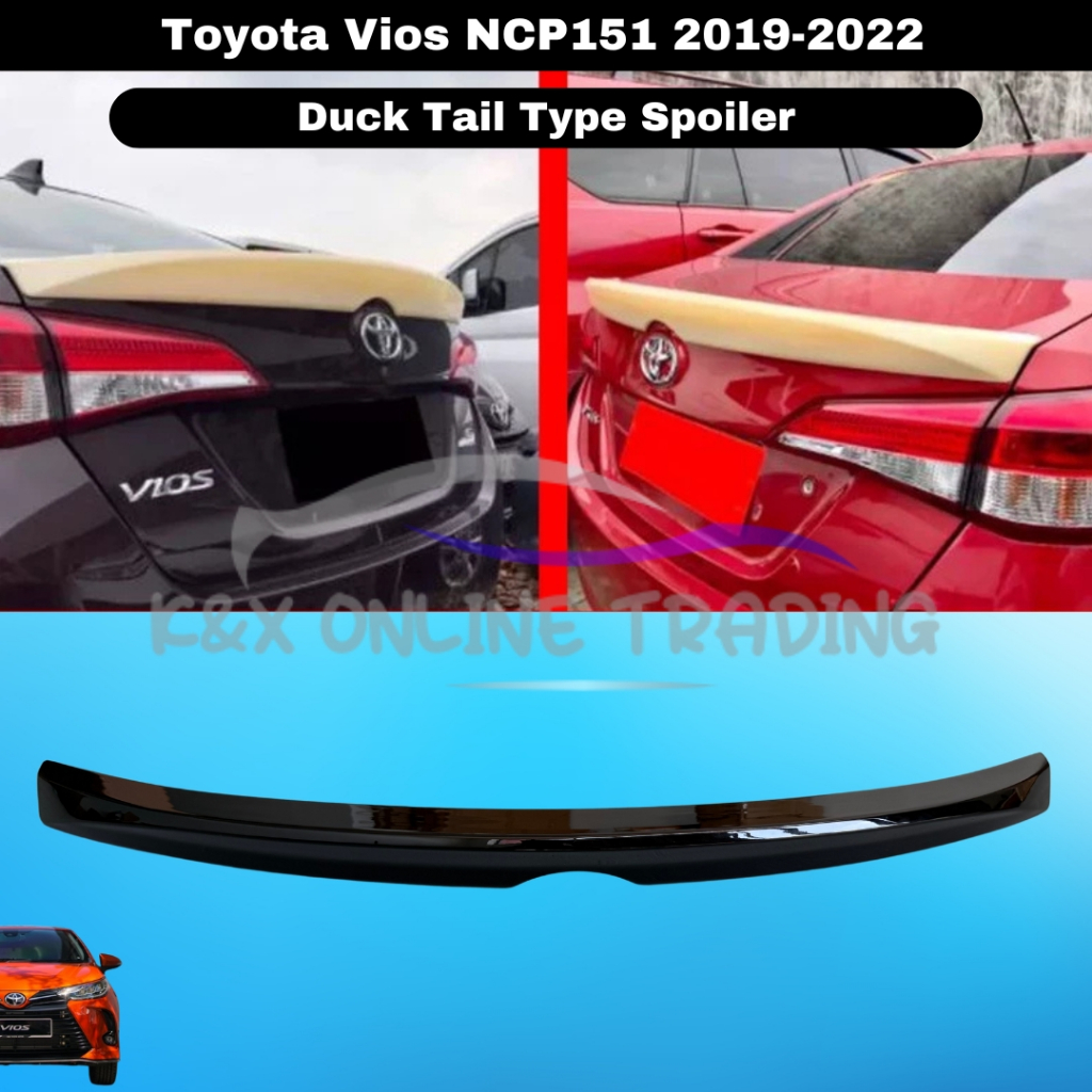 Toyota Vios NCP151 2019-2022 Glossy Black Duck Tail Type Rear Spoiler ...