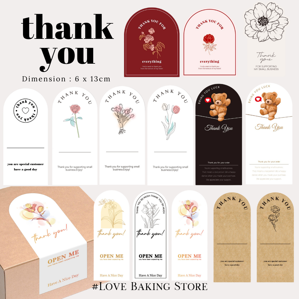 LBS • 50pcs | 6x13cm U shape THANK YOU Stickers Gift Parcel Seal Labels ...