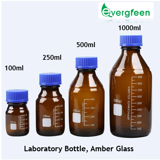Botol Kaca Makmal Media Ambar/ Laboratory Bottle, Amber glass, GL45 ...
