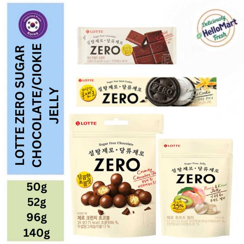 【LOTTE Korea韩国乐天】Zero Peach Mint Candy28g Zero% Cookie无糖 水果Jelly 巧克力 ...
