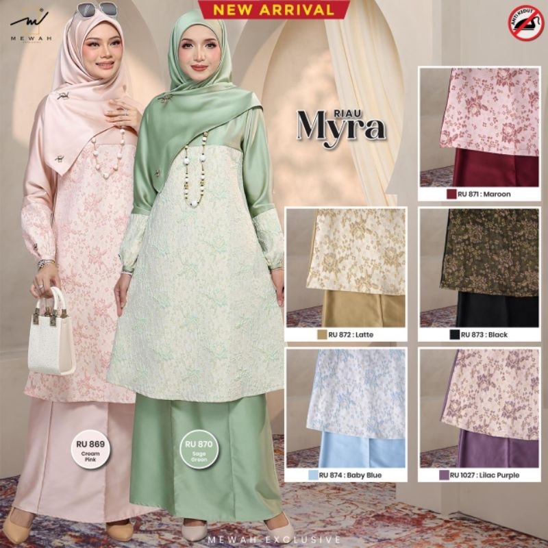 Riau MYRA Baju Kurung Modern Muslimah Exclusive Viral Ironless Set Raya ...