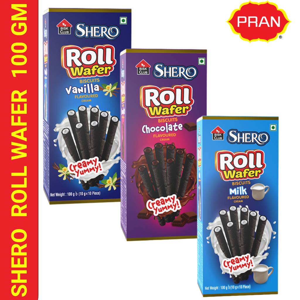 PRAN SHERO ROLL WAFFER CHOCOLATE/MIL/VANILLA 100 GM | Shopee Malaysia