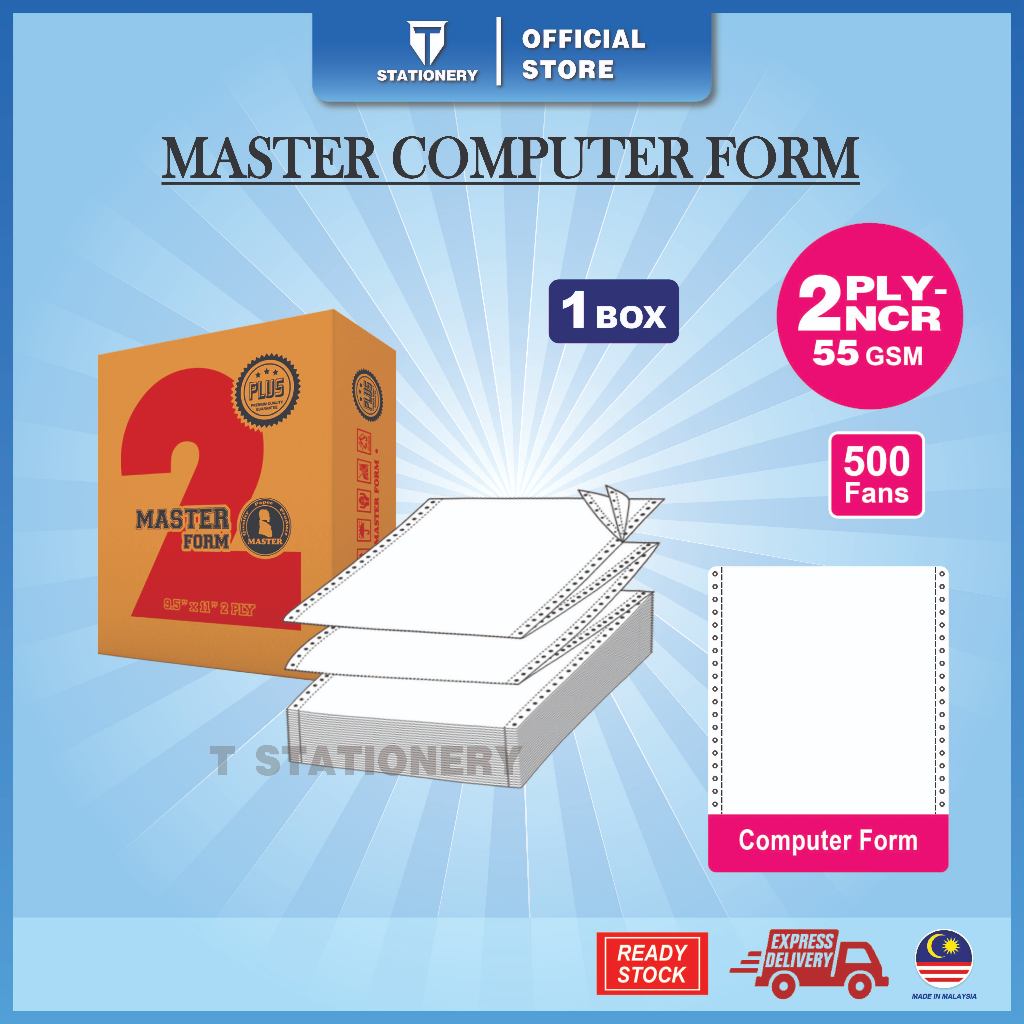 [1 BOX] MASTER 2 PLY All White NCR Computer Form / 9.5” x 11” / 55GSM ...
