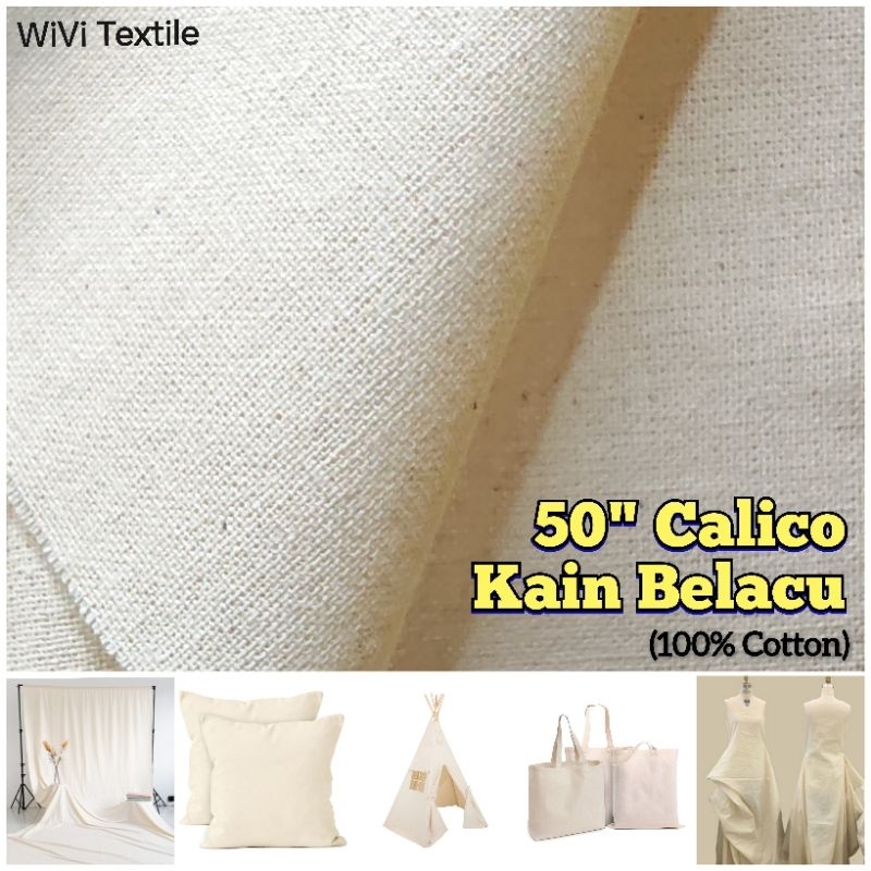 50" Calico (100% Cotton) / Kain Belacu / Muslin / Kain Bengkung - 1 ...
