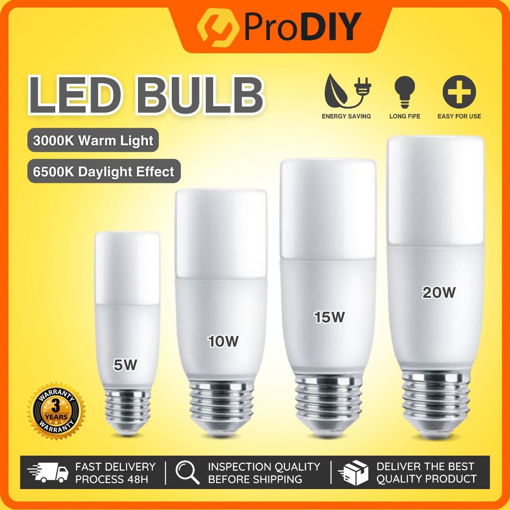 PRODIY LED Buld 3000K Warm Light 4000K Cool Light 6500K Daylight Effect ...