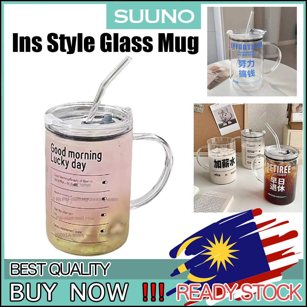 Ins Style 1000ml Glass Cups With Lid Straw Cute Coffee Mugs Big Glasses Drinks Tea Water Milk ...
