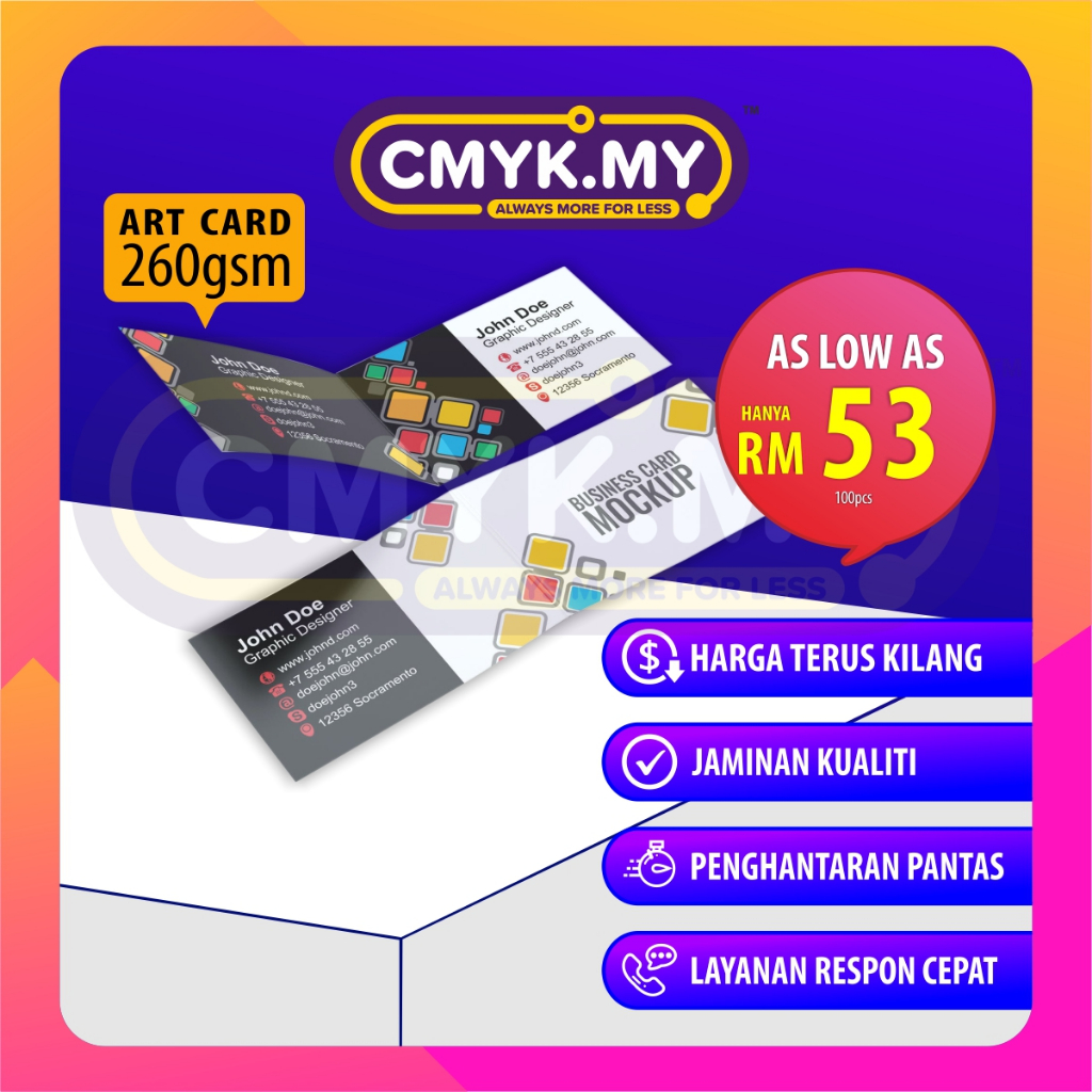 [HARGA CETAK] Folded Business Card Standard Size Art Card 260gsm (HARGA ...
