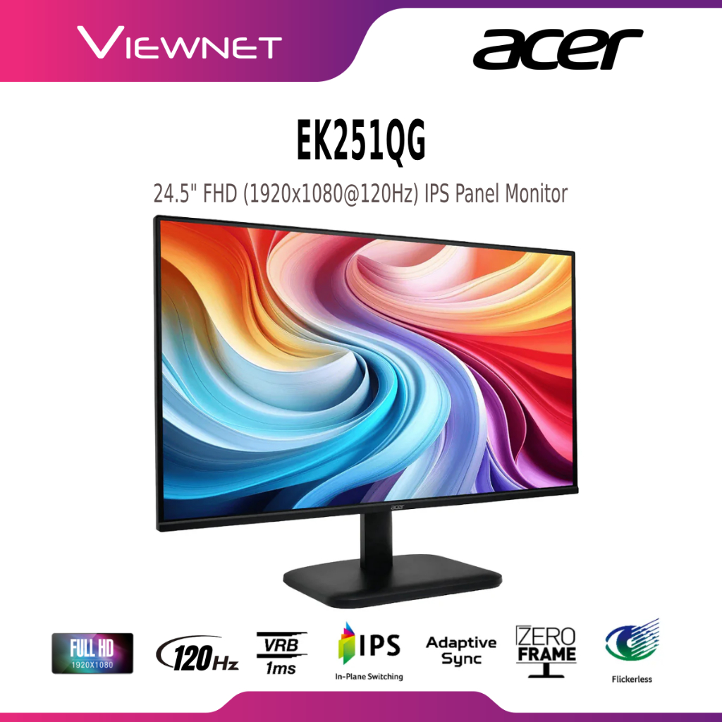 ACER 24.5" EK251QG / EK251Q G FHD (1920x1080@120HZ) FLAT IPS PANEL LCD ...
