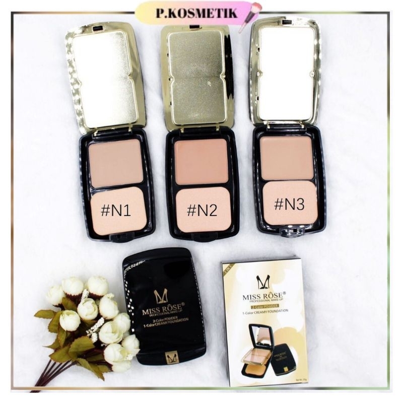 MISS ROSE 2 COLOUR COMPACT POWDER + 1 COLOUR FOUNDATION | Shopee Malaysia