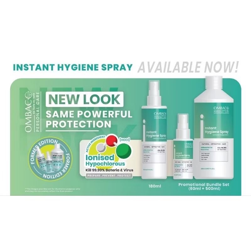 💥NEW PACKAGING💥Ombac+ Instant Hygiene Sanitizer 500ml Free 60ml ...