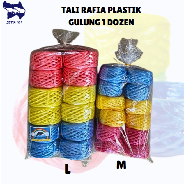 TALI RAFIA 1 DOZEN SAIZ (L) 1000 GRAM /TALI PLASTIK RAFIA GULUNG 12 PCS ...