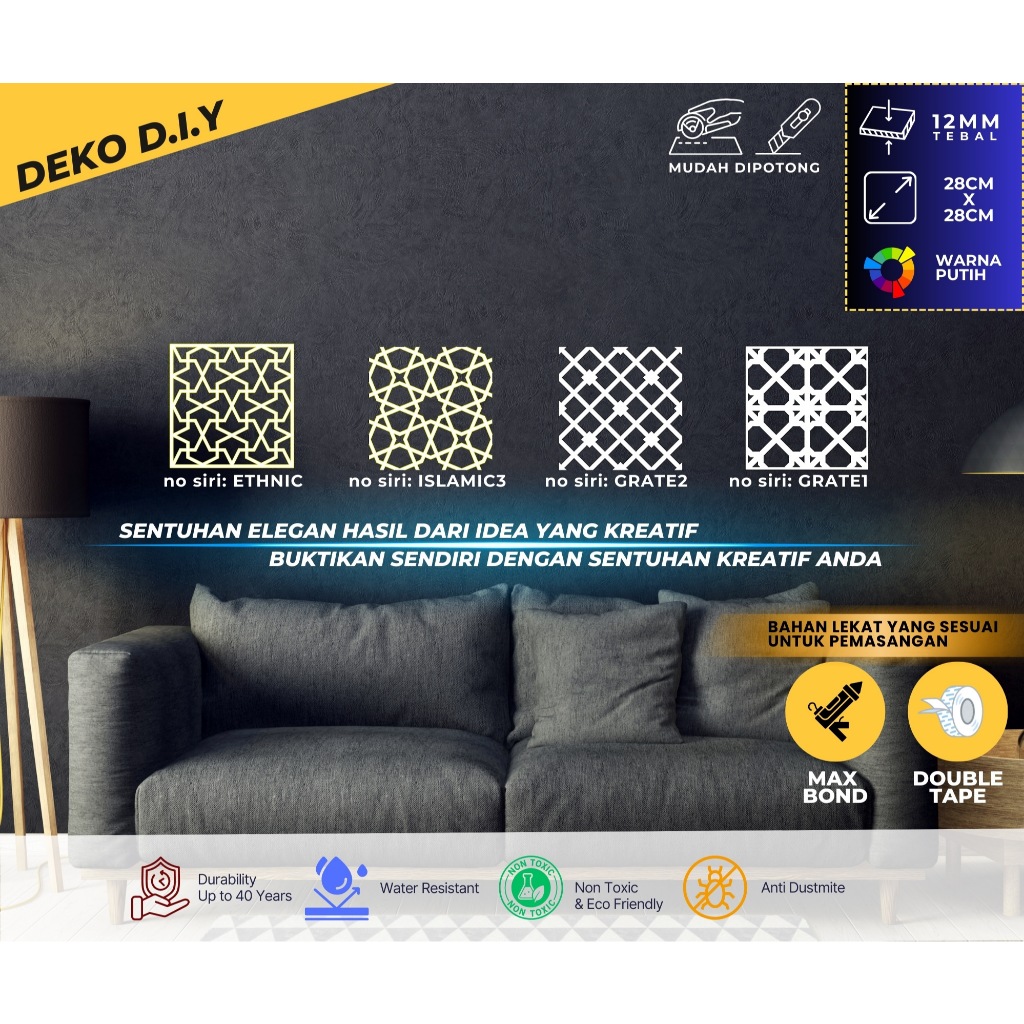 DEKO DINDING SERBAGUNA / PAPAN CELUKA V2 - 28cm x 28cm | Shopee Malaysia