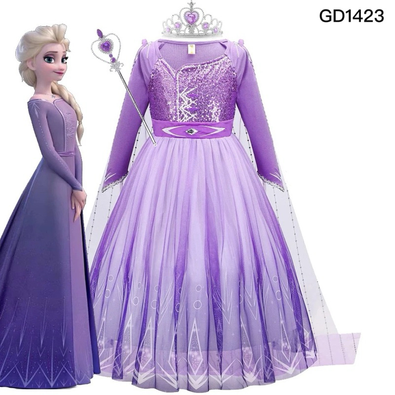 Frozen 2 Purple Elsa Halloween Anna Cosplay Costume Princess Dress With ...