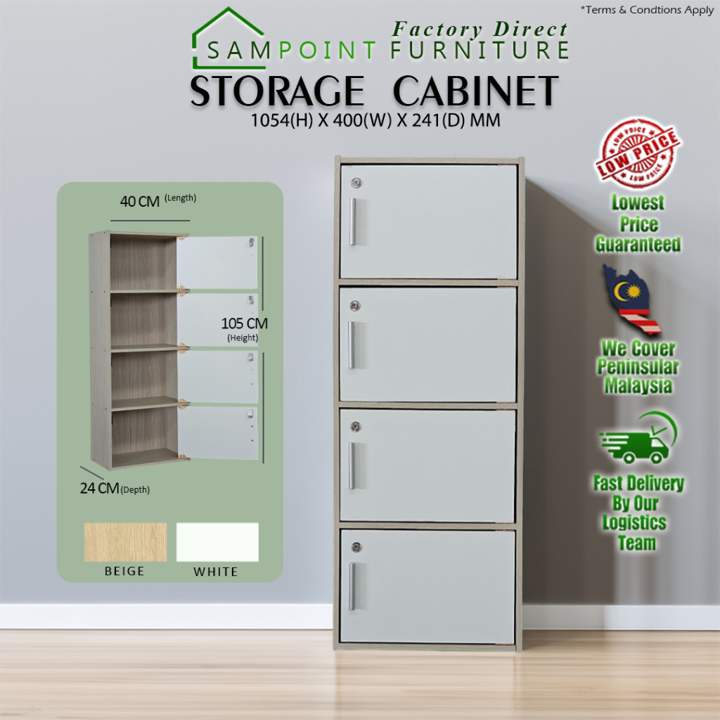 🔥READY STOCK🔥SamPoint 5 Tier File Cabinet Almari Buku 3 Pintu Storage ...