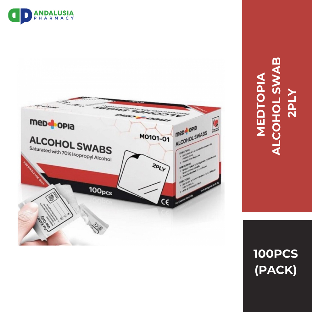 MEDTOPIA ALCOHOL SWABS (saturated with 70% isopropyl alcohol) 100PCS ...