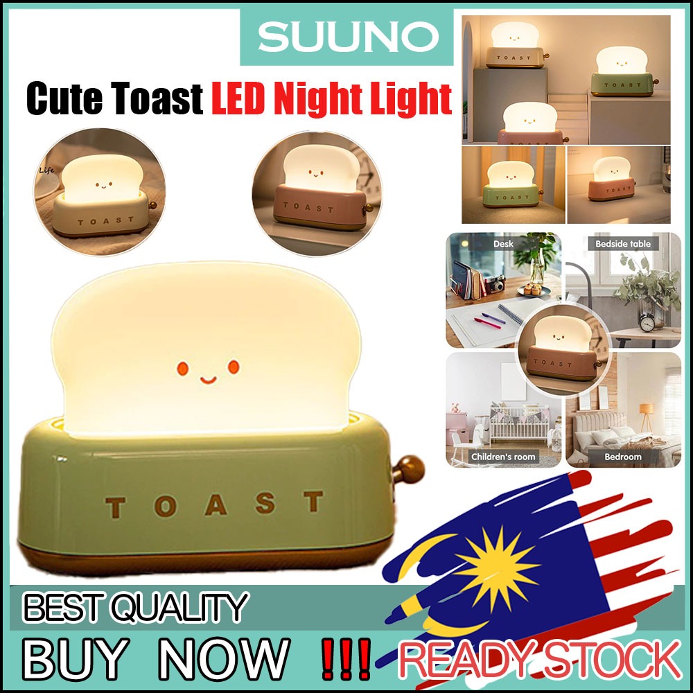 Toast Night Light Cute Bread LED Night Lamp Creative USB Charging ...