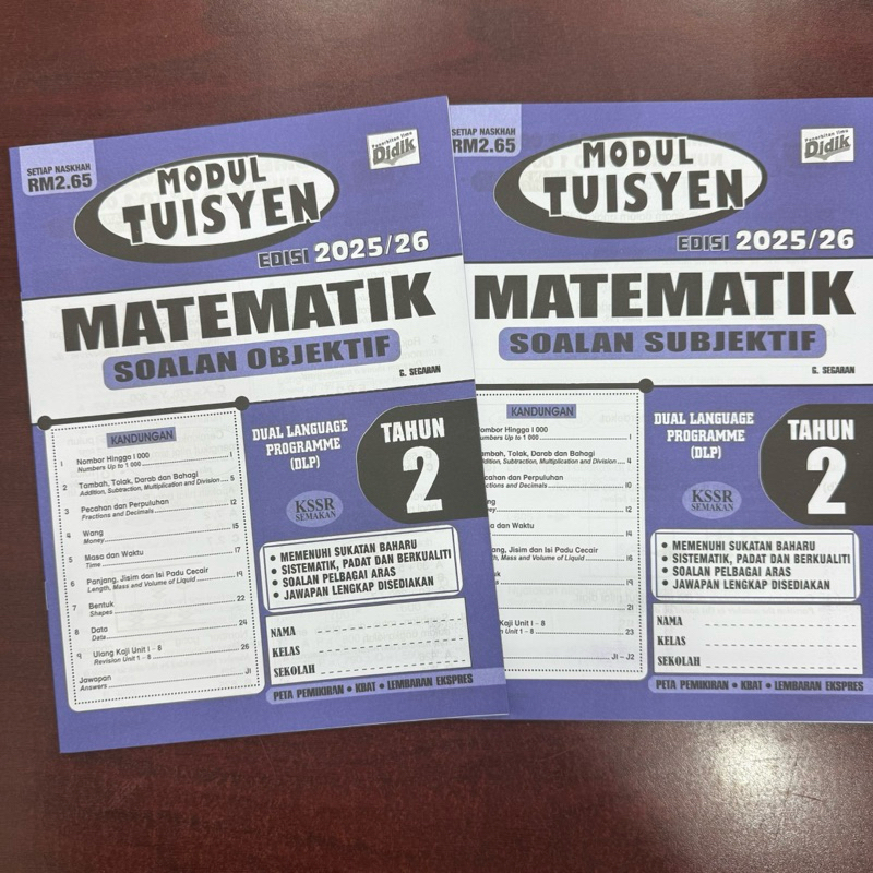 (SK) Model Tuisyen Matematik Tahun 2 / Mathematics Year 2 Dwibahasa ...