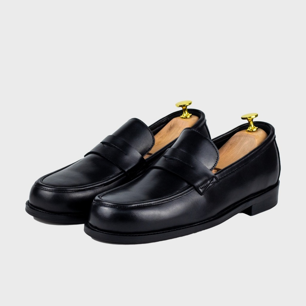 SilverChrome Penny Moccasin Loafer - Solid Black (F006) | Kasut Kulit ...