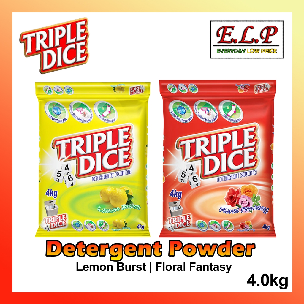 Triple Dice Detergent Powder Lemon/ Floral 4kg | Shopee Malaysia