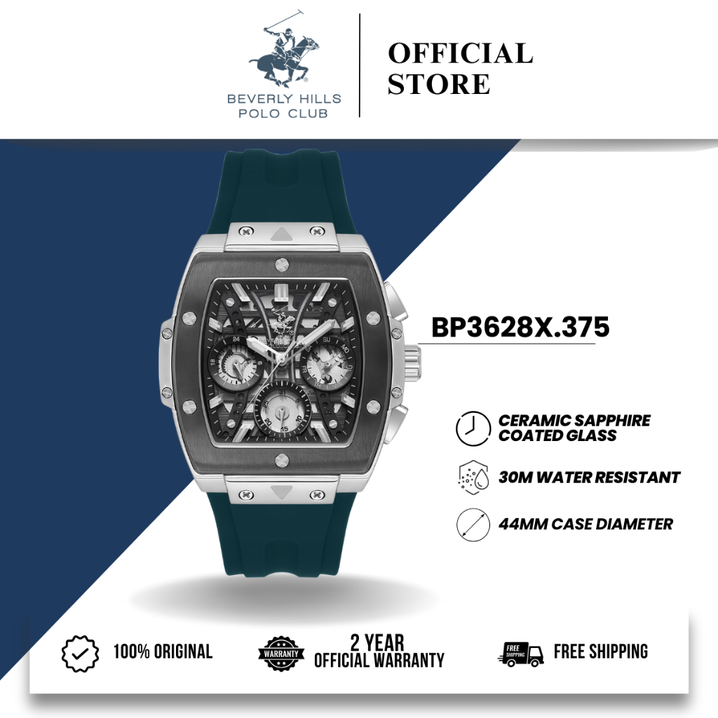 Beverly Hills Polo Club BHPC Jam Tangan Lelaki Men's Rubber Quartz ...