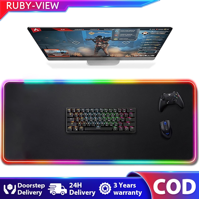 RUBY Large Mouse Pad Gaming Mousepad RGB Light Keyboard Mouse Pad for PC Gaming, Office 滑鼠垫 键盘垫 ...