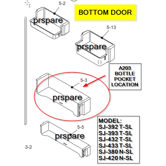 SJ389 SJ429 A203 BOTTLE POCKET SHARP SJ 392 TSL SJ393 SJ 432 TSL SJ 433 SJ 380 N SJ 420 N ...