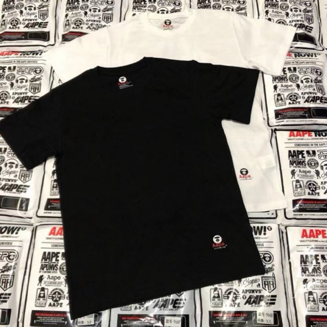[100% Original] Aape Small Logo Basic T-shirt (2-piece-pack) | Shopee ...