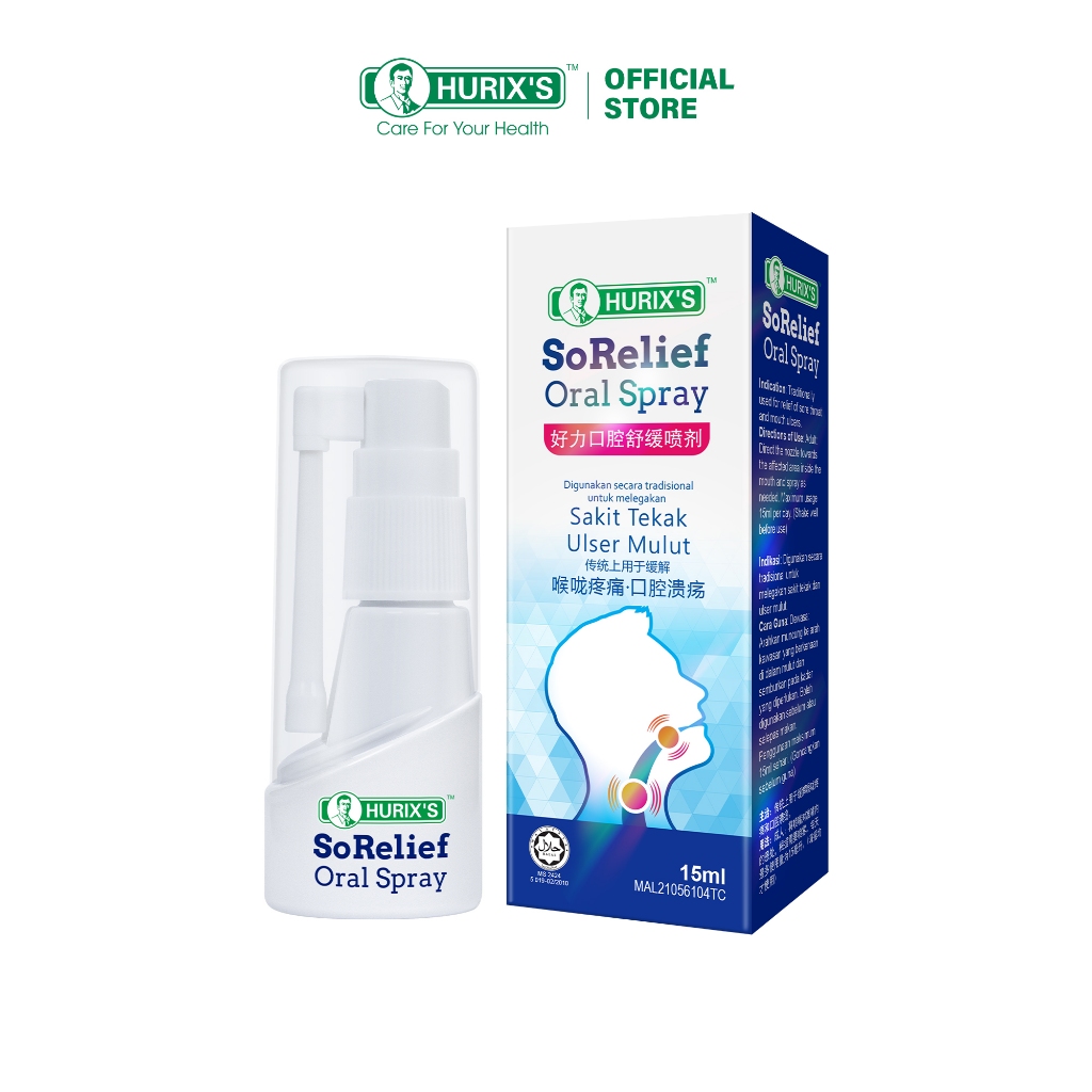 HURIX'S SoRelief Oral Spray - Sakit Tekak - Ulser Mulut - Ubat Tekak ...