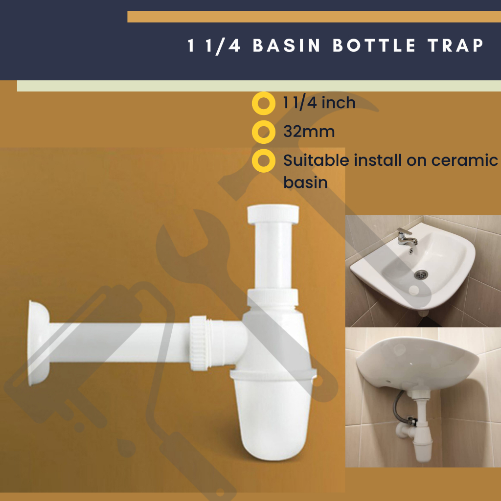 Techplas Plastic Bottle Trap 1-1/2", 1-1/4" Sink Trap , Basin Trap Sink ...