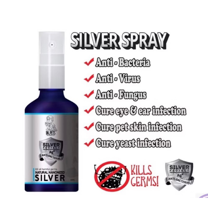Dr. Pets Nano Silver Spray Fungus / Wound Infection Healing Spray 50ml ...