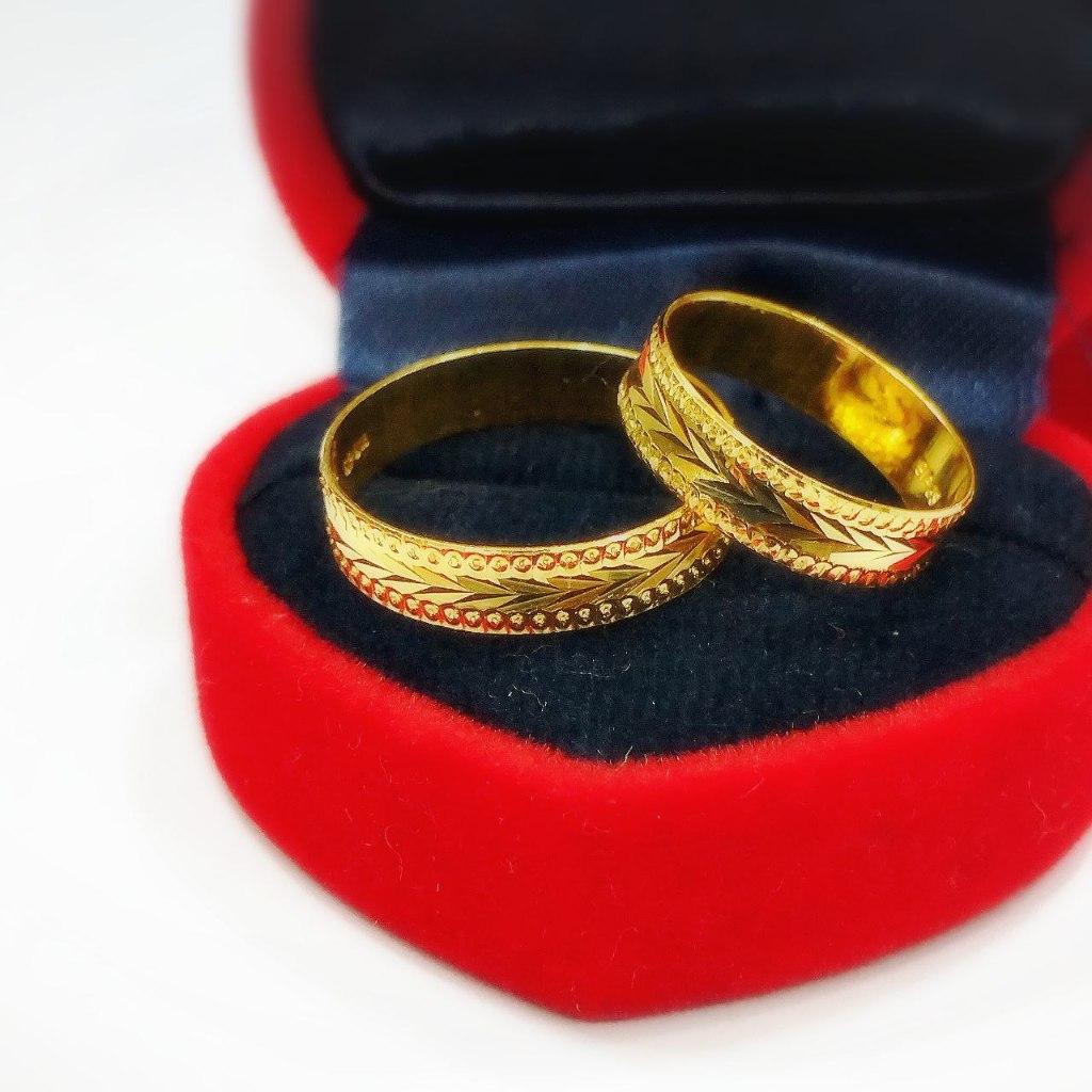 LAELA CINCIN BELAH ROTAN CORAK V EMAS TULEN 916 GOLD RING | Shopee Malaysia