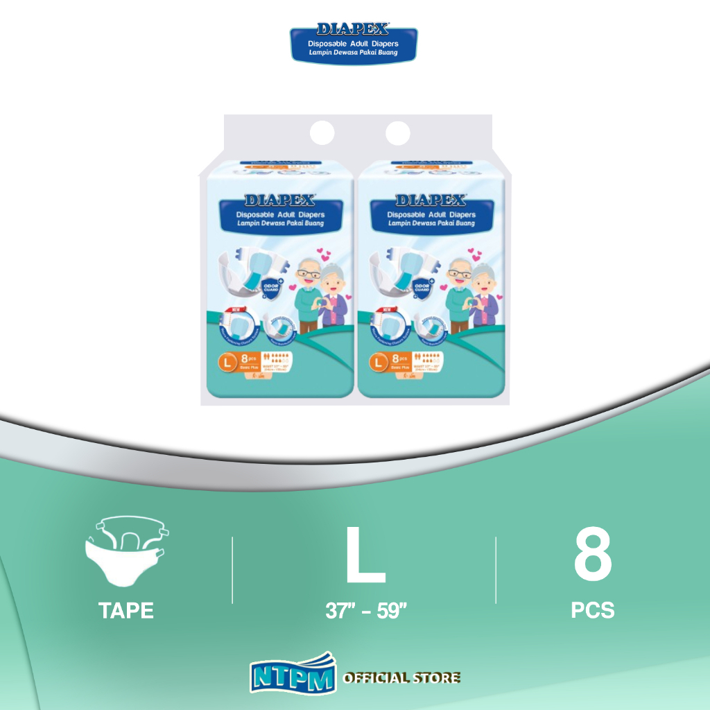 (D6) Diapex Basic Adult Diapers L (8's x 2) | Shopee Malaysia